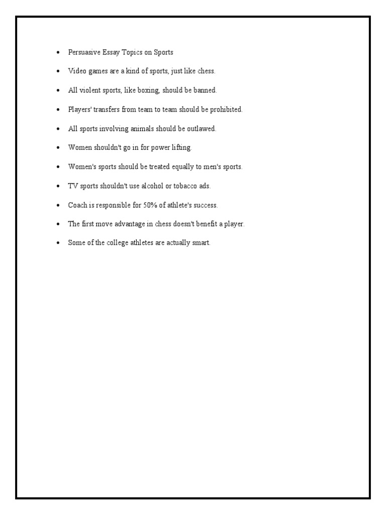 Persuasive Essay Topics On Sports | PDF