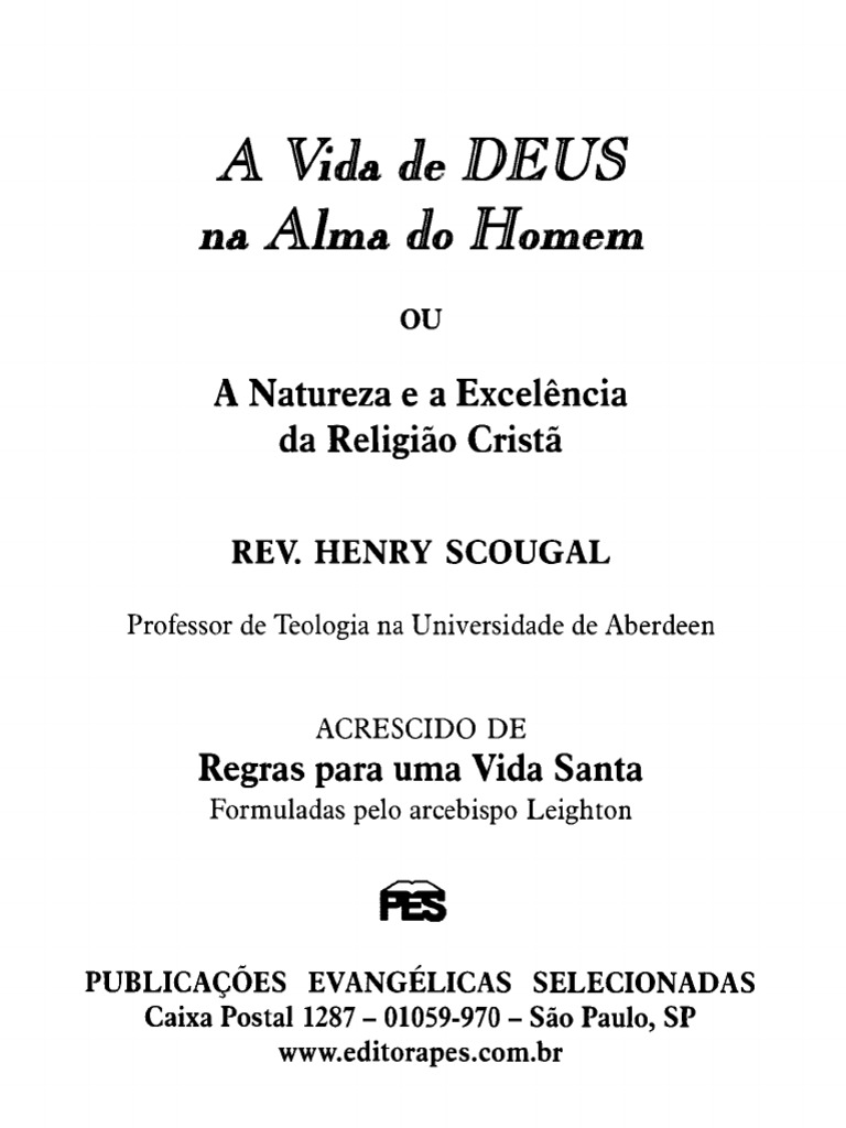 A Vida de Deus Na Alma Do Homem - Henry Scougal | PDF