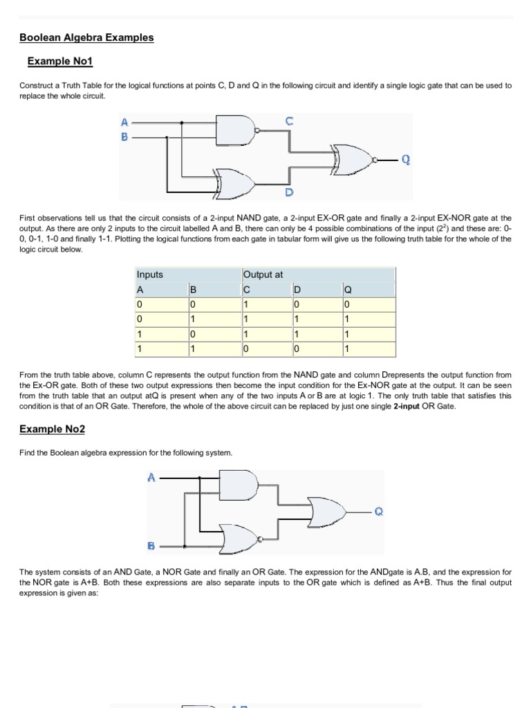 Boolean Algebra Examples | PDF | Boolean Algebra | Teaching Mathematics