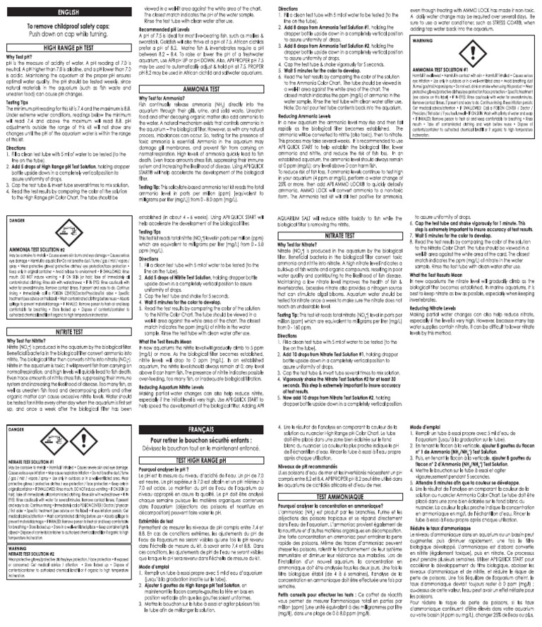 API Saltwater Mastert Test Kit Instruction Manual | PDF