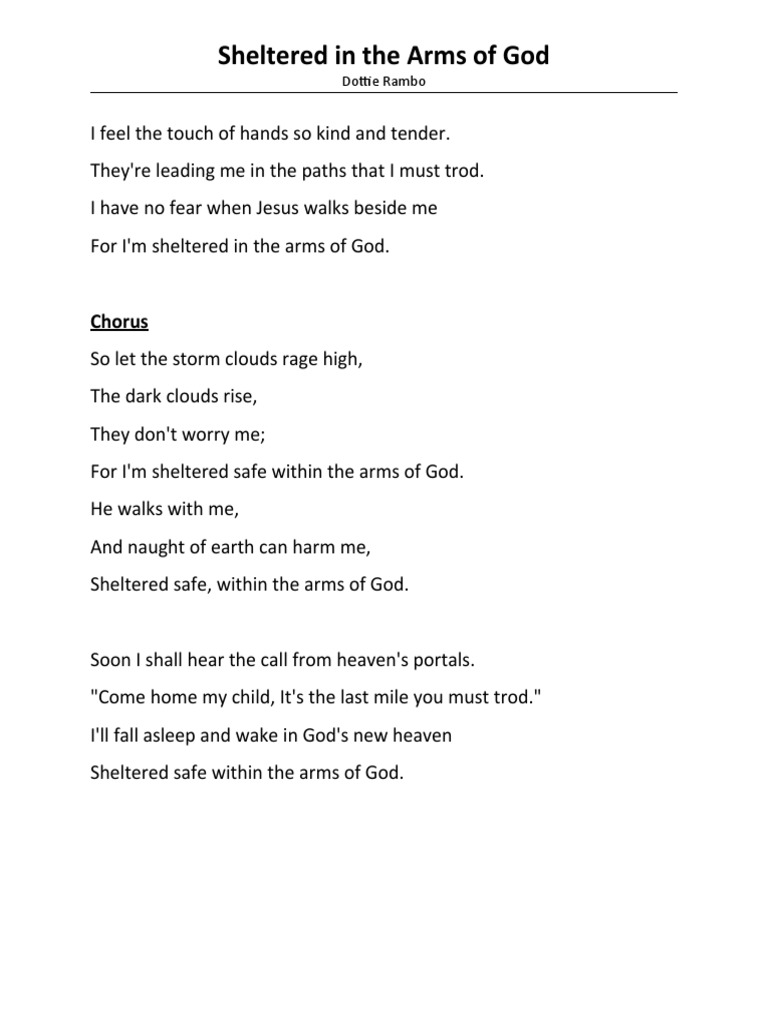 Sheltered in The Arms of God | PDF