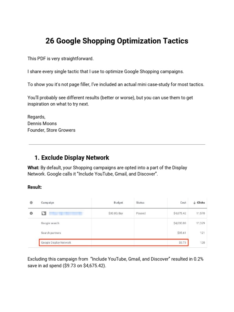 StoreGrowers Google Shopping Optimization Tactics List | PDF | Business Process | Market (Economics)