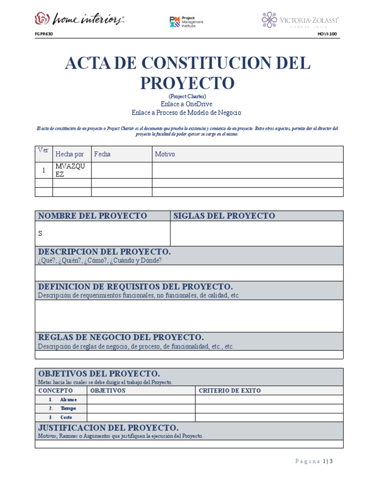 Acta de Constitucion de Proyecto | PDF | Business