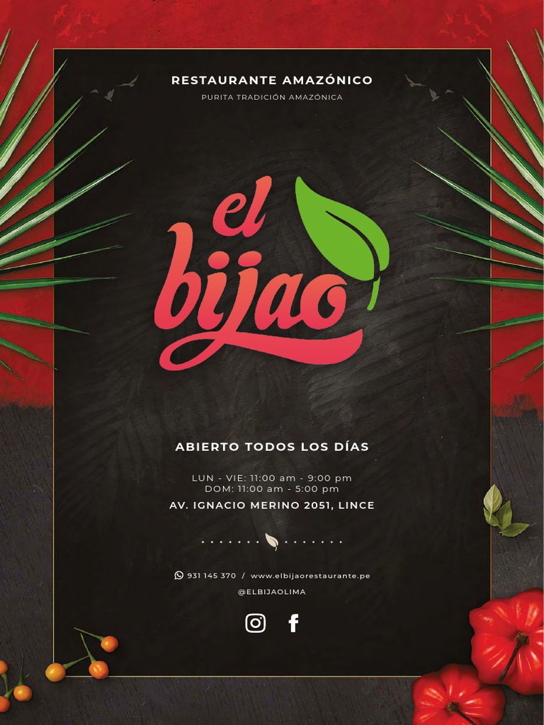 Menú El Bijao | PDF | Alimentos preparados | Alimentos