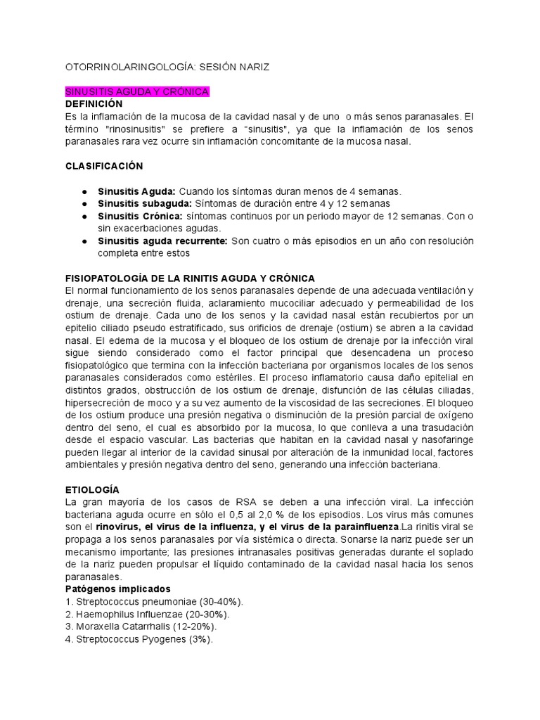 Sinusitis Aguda y Crónica | PDF | Epidemiología | Especialidades Medicas