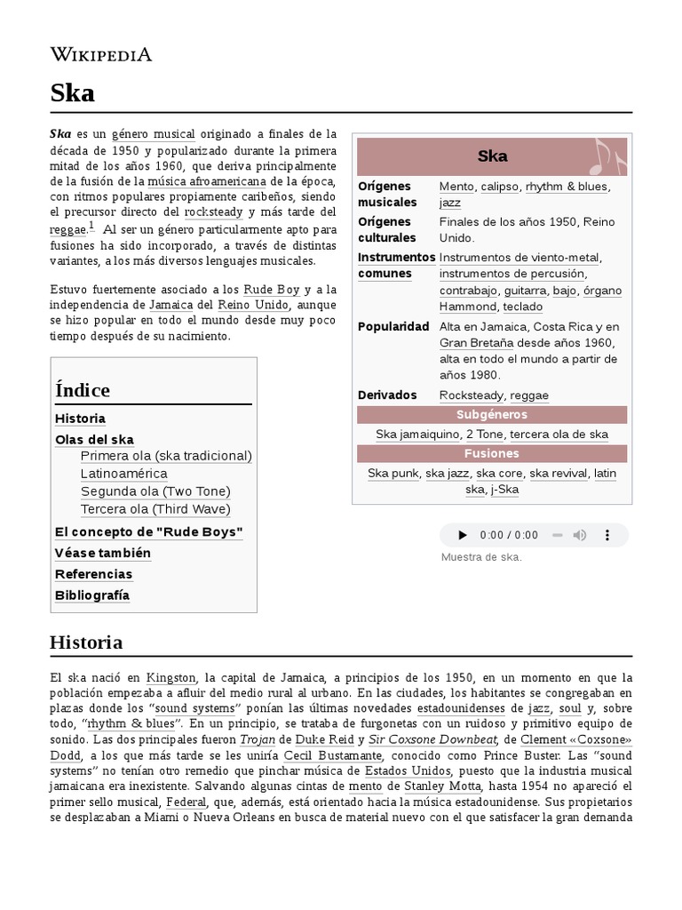 Índice: Ska Es Un Género Musical Originado A Finales de La | PDF | Estilos de música jamaicana ...