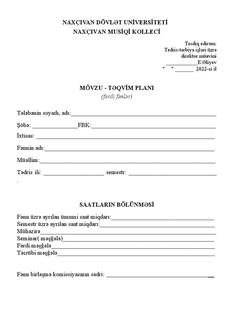 Təqvim Planı | PDF