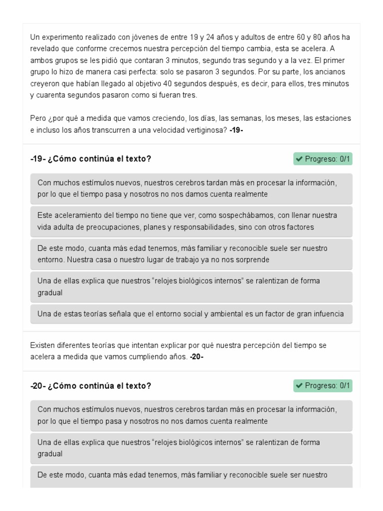 Examen Siele Comprension Lectura | PDF | Percepción | Ritmo circadiano