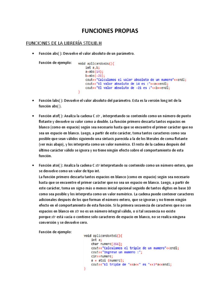Funciones C++ | PDF | C ++ | Cadena (informática)