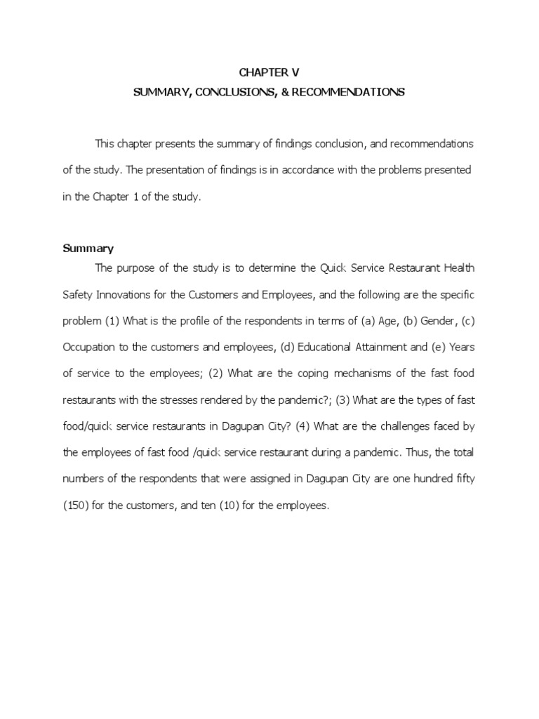 Chapter V | PDF | Employment | Fast Food Restaurants