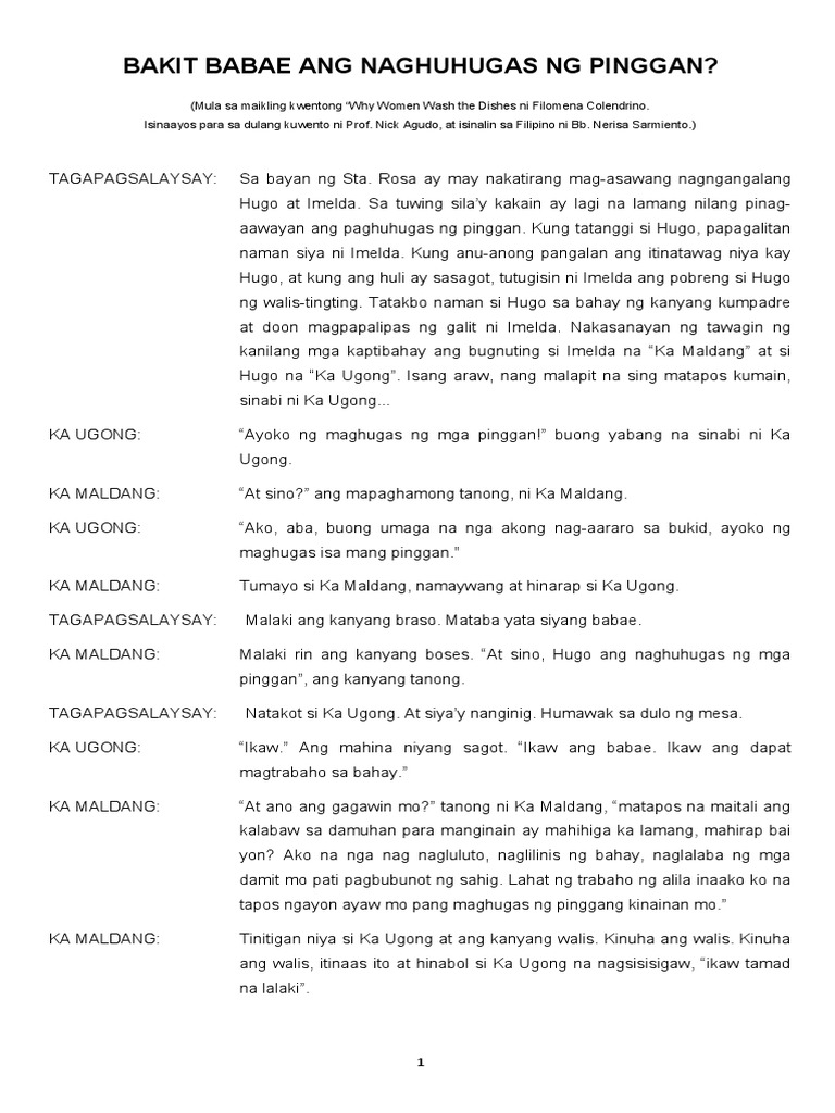 Bakit Babae Ang Naghuhuas NG Pinggan | PDF