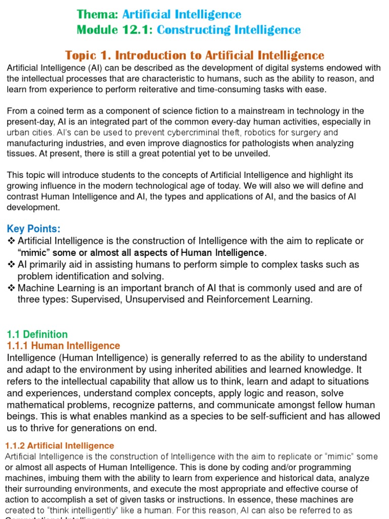 Thema AI Topic 1 - 084848 | PDF | Artificial Intelligence | Intelligence (AI) & Semantics