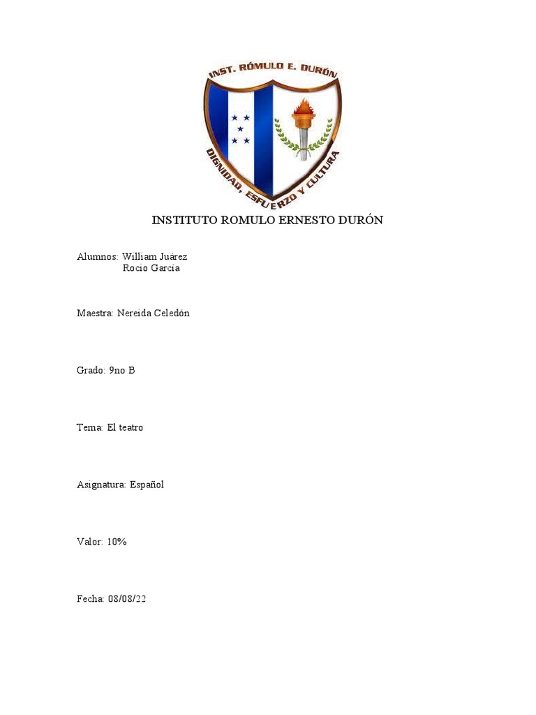 Instituto Romulo Ernesto Durón | PDF | Teatro