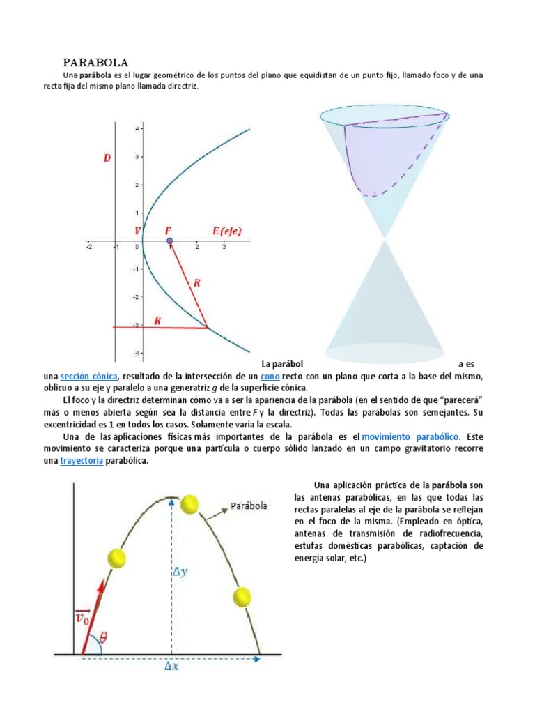 Teoría y Ecuaciones de la Parábola | PDF | Sistema de coordenadas ...