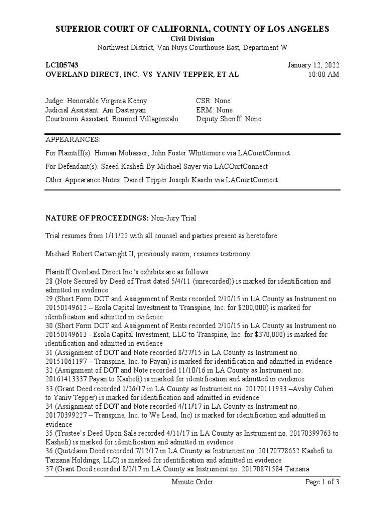 LASC Case #LC105743 Minute Order | PDF | Government | Judiciaries