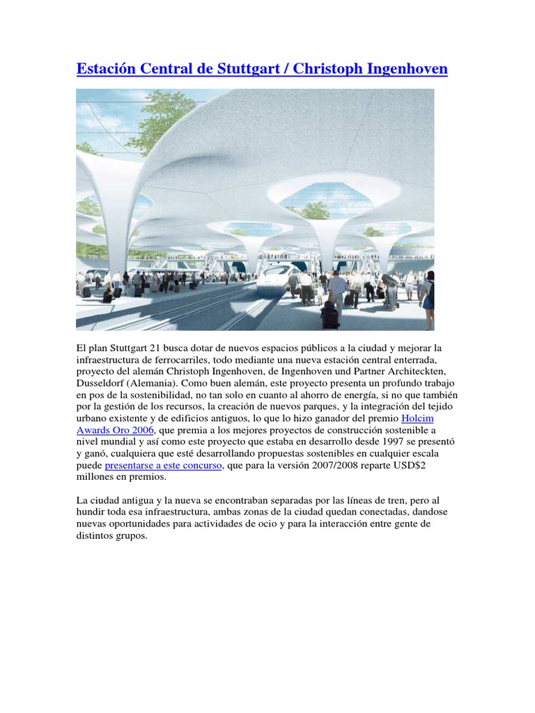 Estación Central Stuttgart: Sostenibilidad y Conexión | PDF | Alemania ...