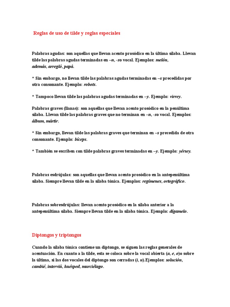 Reglas de Acentuación y Tilde en Español | PDF | Fonética | Idiomas