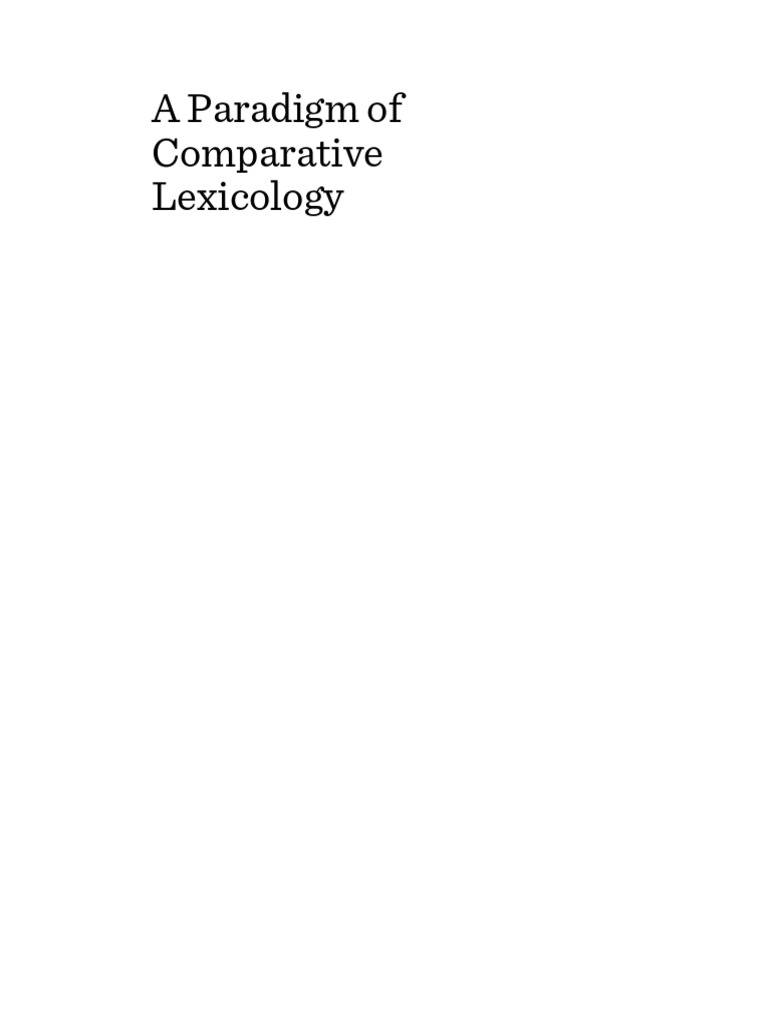 Lexicology - A Paradigm of Comparative Lexicology by Floriana Popescu | PDF | Lexicon | Linguistics