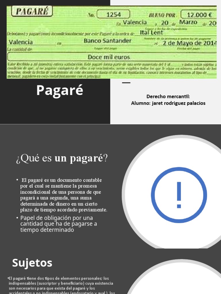 Pagaré en Derecho Mercantil | PDF | Bancos | Dinero