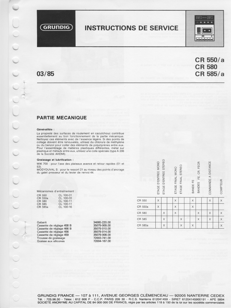 Grundig cr550 Cr550a cr580 cr585 Cr585a SCH FR | PDF