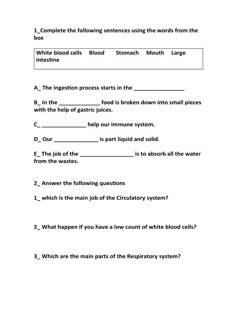 Body Systems and Functions Quiz | PDF | Self-Improvement | Wellness