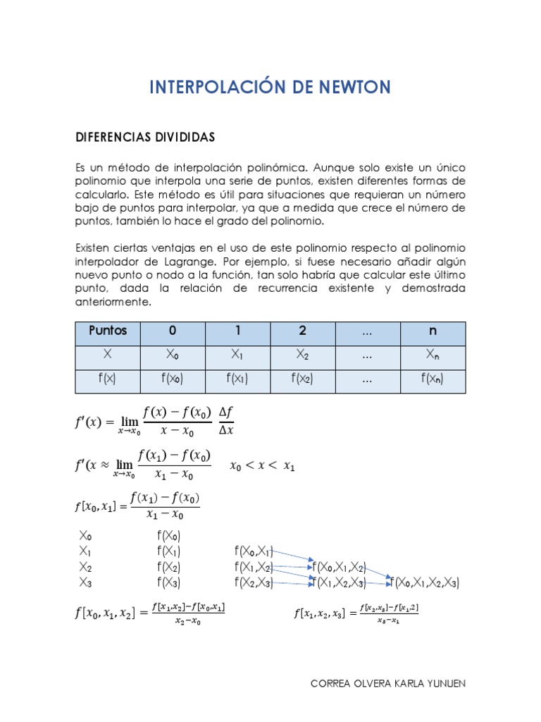 Interpolación de Newton | PDF