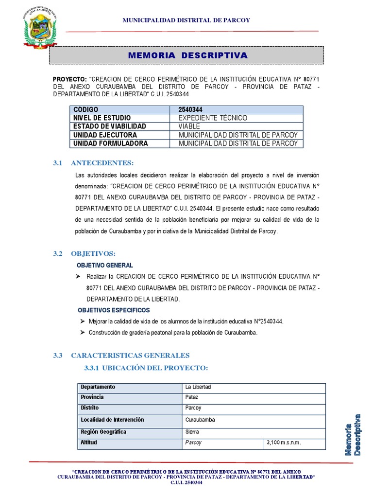 Modelo Memoria Descriptiva | PDF | Clima