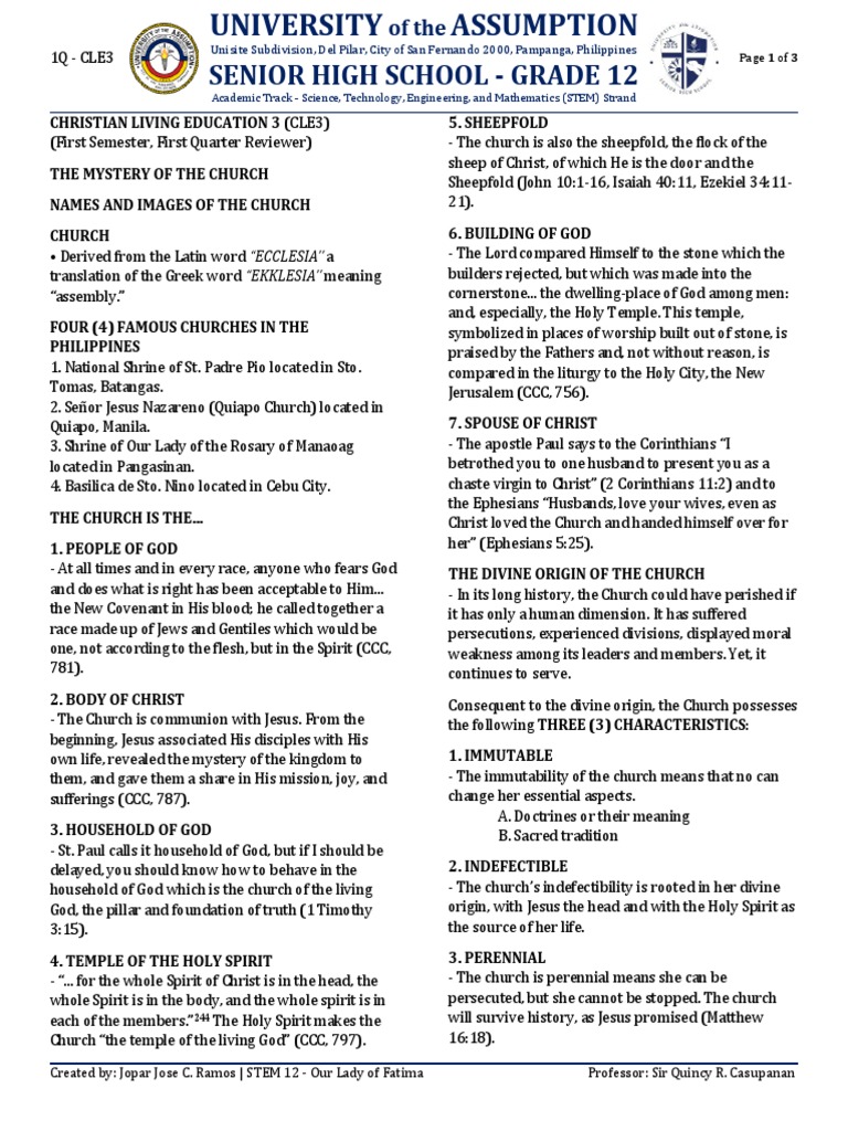 Christian Living Education 3 (CLE3) | PDF | Christian Church | Jesus