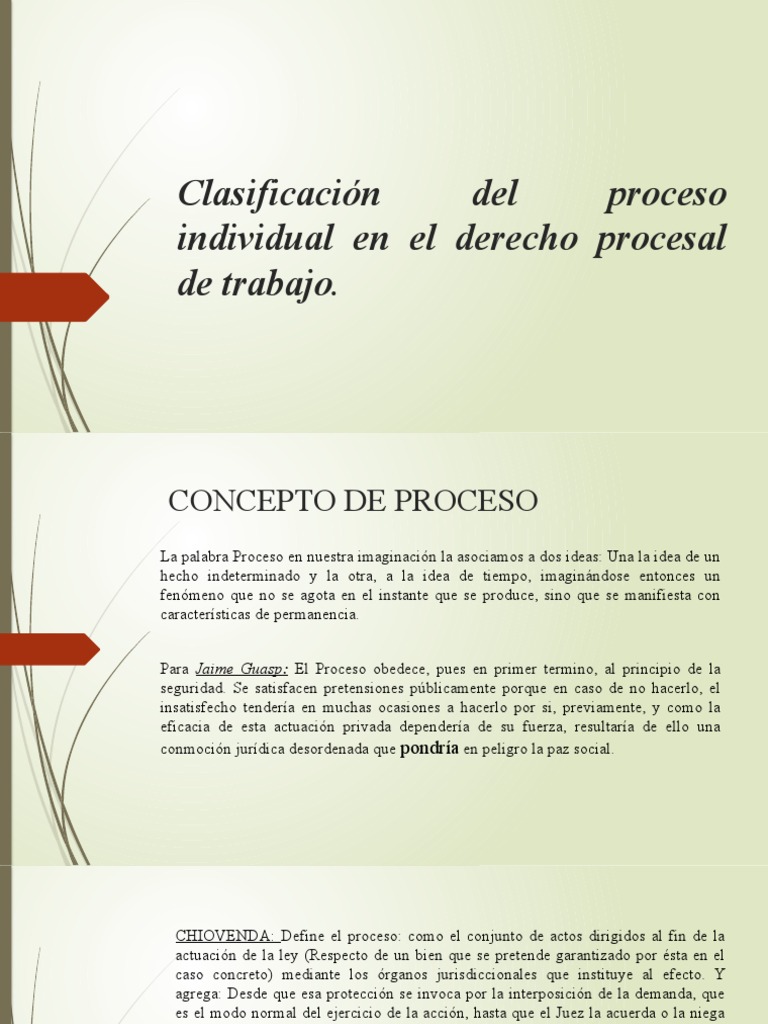 Clasificación Del Proceso Individual en El Derecho Procesal | PDF ...