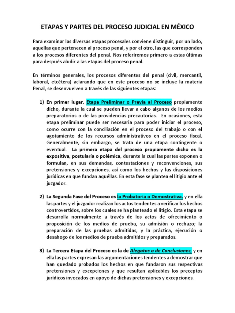 Etapas y Partes Del Proceso Judicial en México | PDF | Instrumento ...
