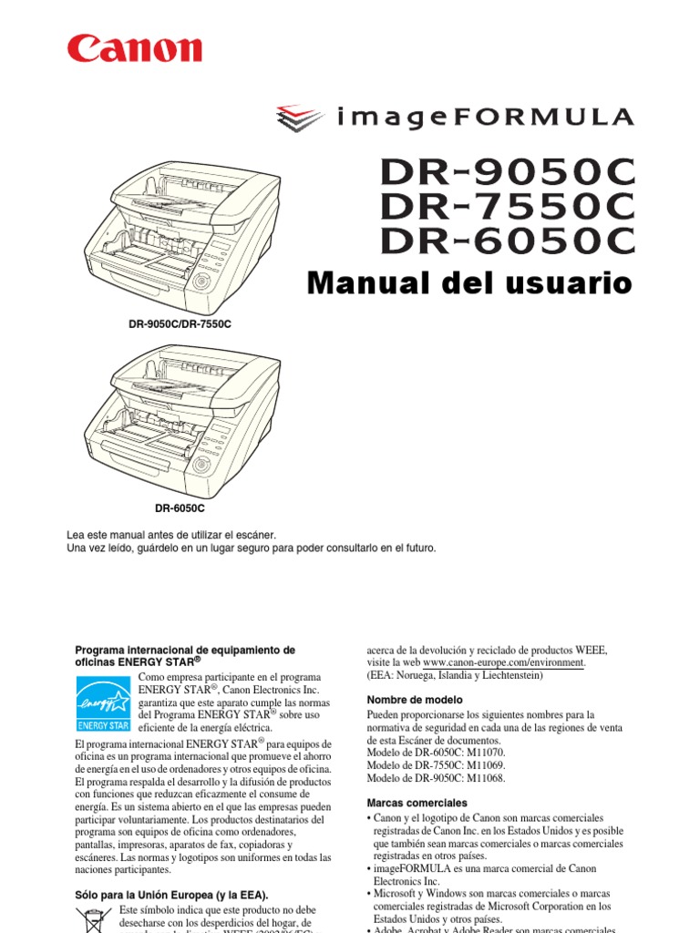 DR-9050C - 7550C - 6050C UserManual (ES) | PDF | Escáner de imagen ...