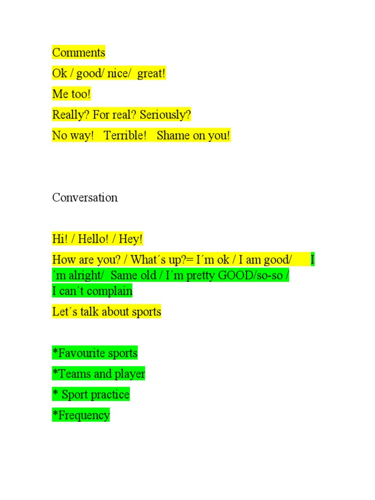 Sport Conversation Stages | PDF