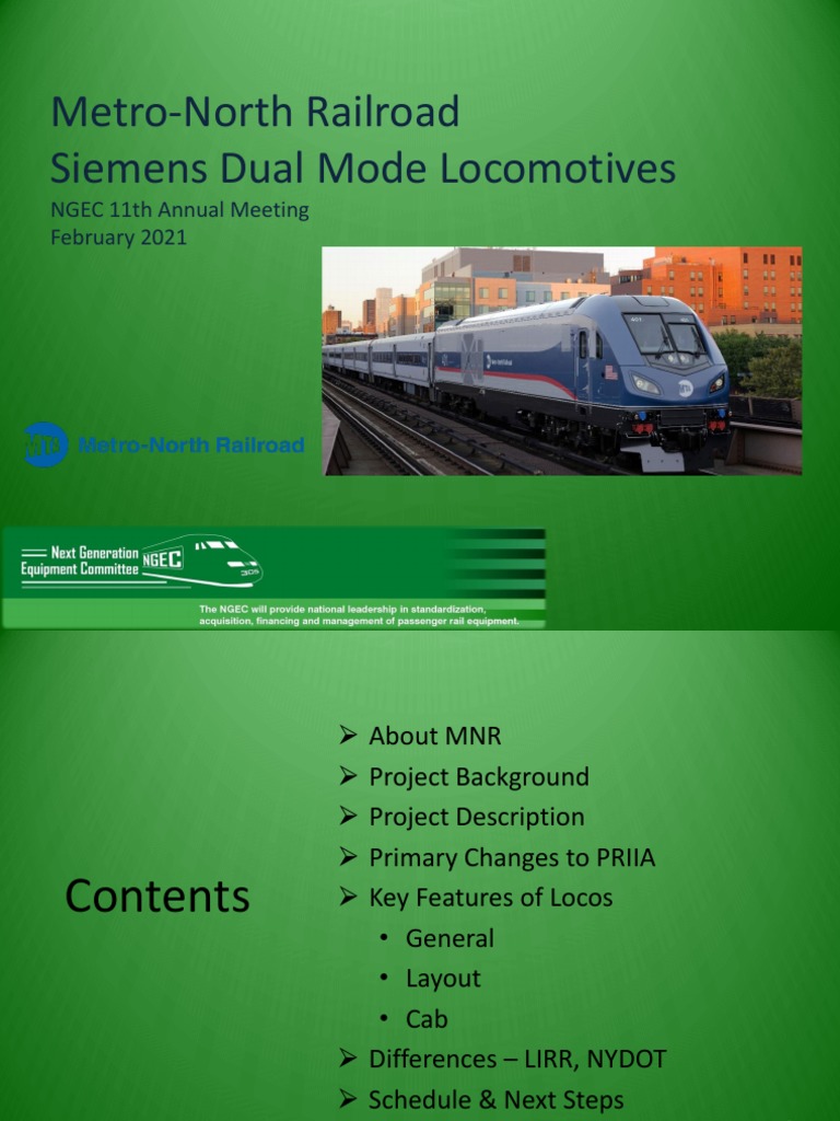 Metro-North's 27 New Dual Mode Locomotives | PDF | Metro North Railroad ...