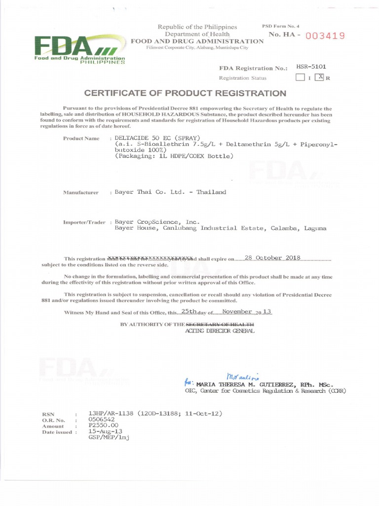 Deltacide - CPR - Expiry 28 Oct 2018 | PDF