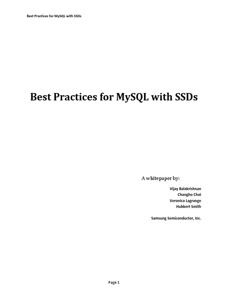 Best Practices For MySQL With SSDs | PDF | Solid State Drive | Hard Disk Drive