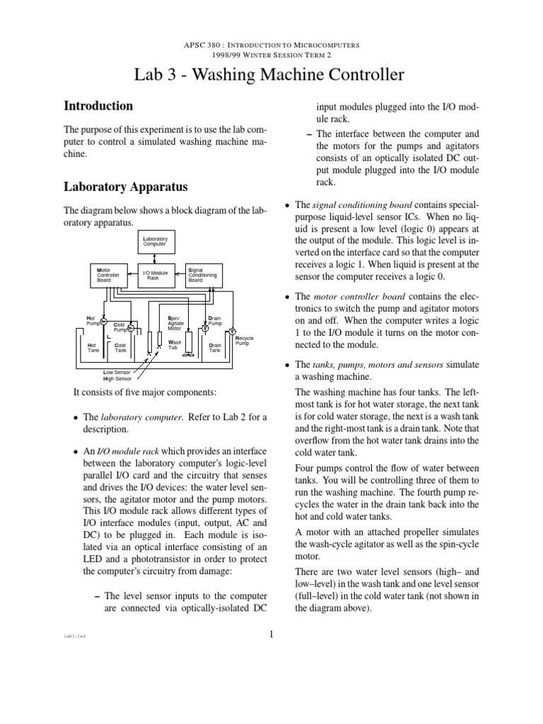 Lab 3 | Input/Output | Washing Machine