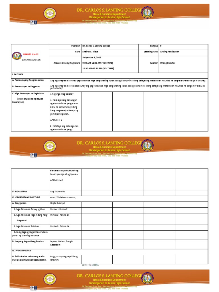 Ap DLL Grade 9 | PDF