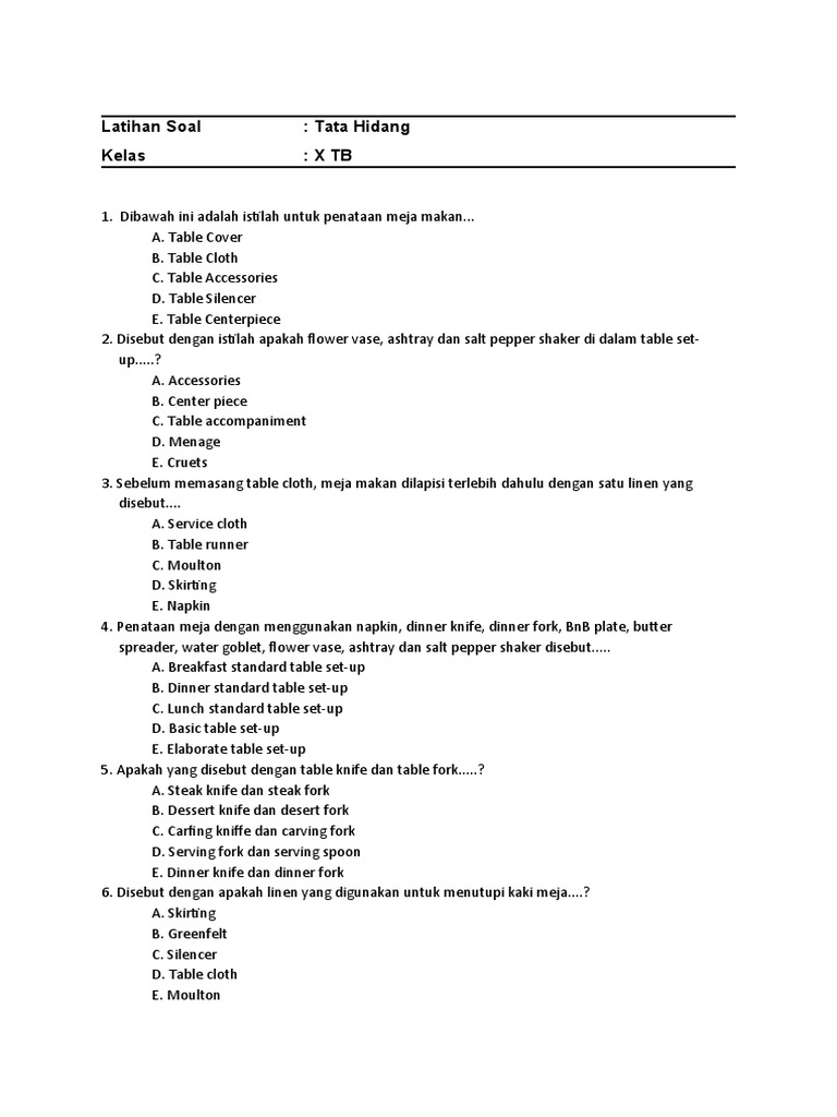SOAL Latihan XTB | PDF