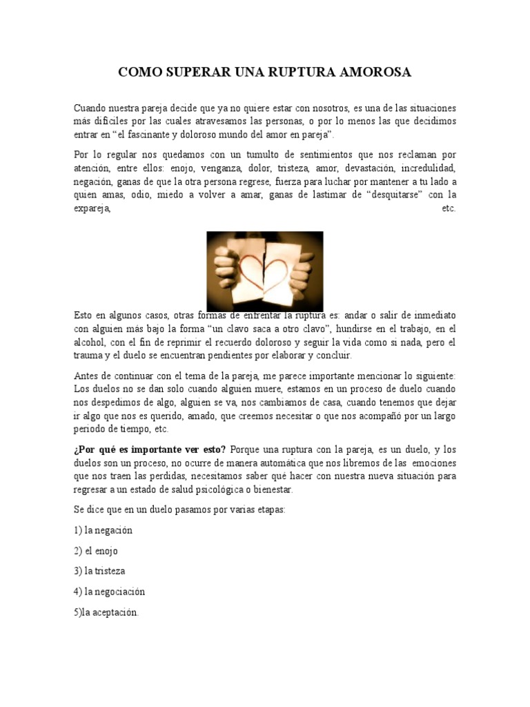 Como Superar Una Ruptura Amorosa | PDF | Amor | Dolor