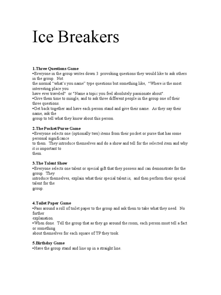 Ice Breakers | PDF | Leisure