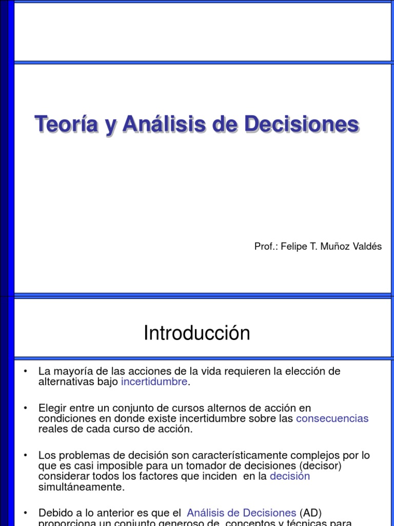 Análisis de Decisiones | PDF | Incertidumbre | Matriz (Matemáticas)