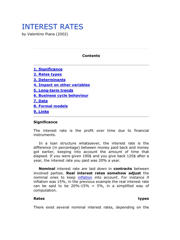 Interest Rates | PDF | Interest Rates | Interest