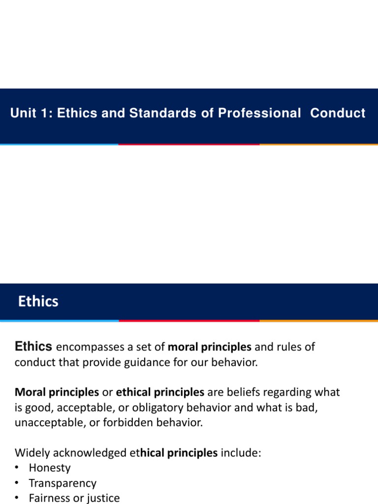 Unit 1 - Standards of Professional Conduct | PDF | Conflict Of Interest ...