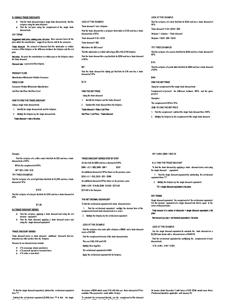 Bus Math Reviwer Final | PDF | Discounting | List Price