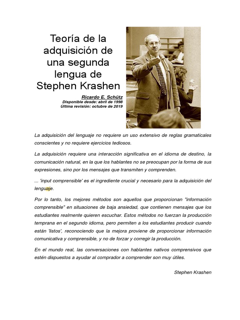 01 - Teoría de La Adquisición de Una Segunda Lengua | Descargar gratis PDF | Aquisición de ...