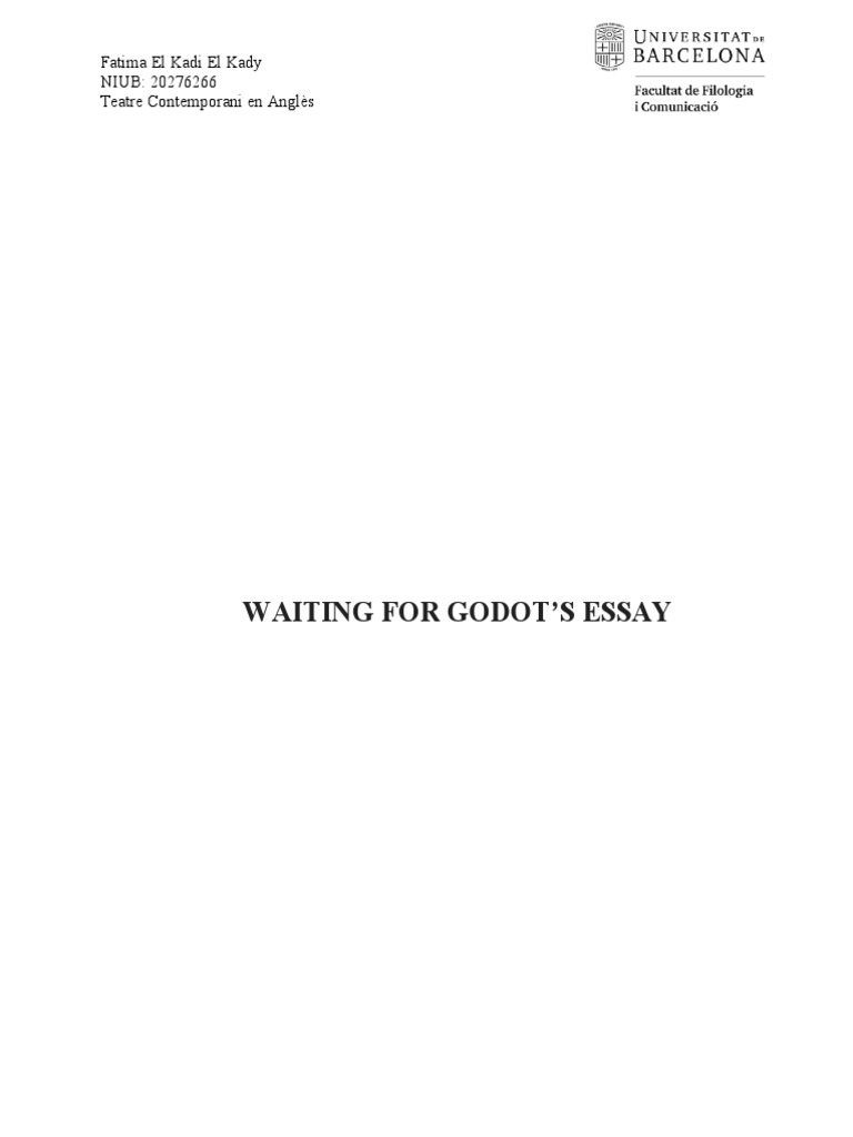 Waiting For Godot's Essay | PDF | Critical Thinking | Psychology