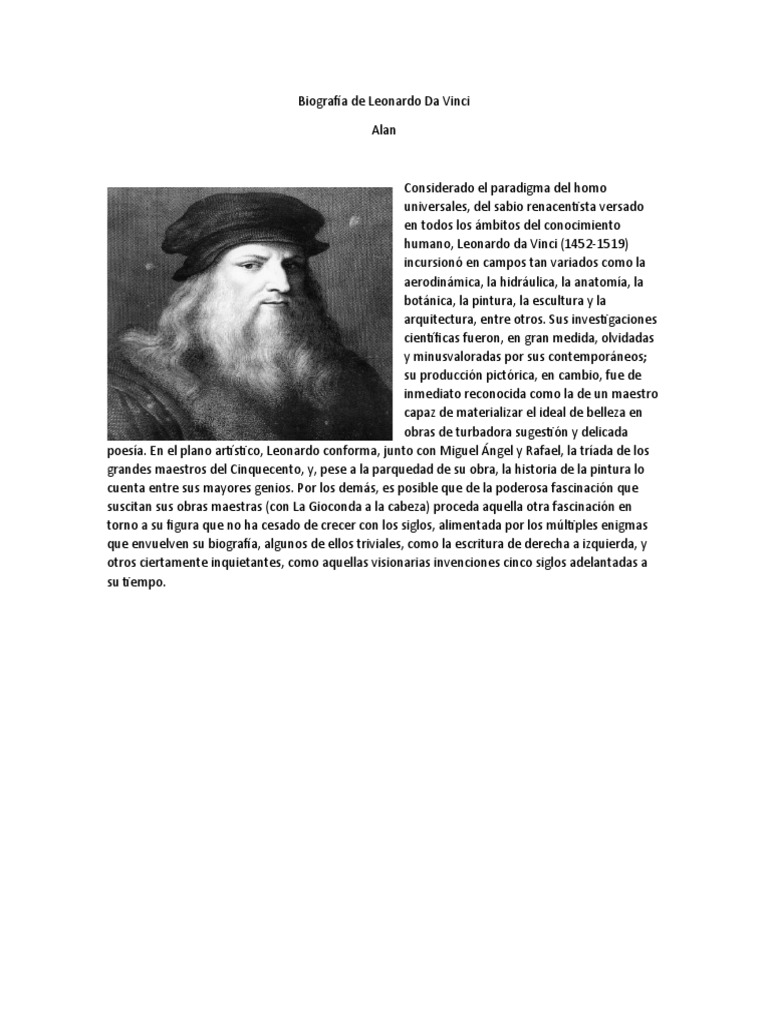 Biografía de Leonardo Da Vinci | PDF | Clásicos
