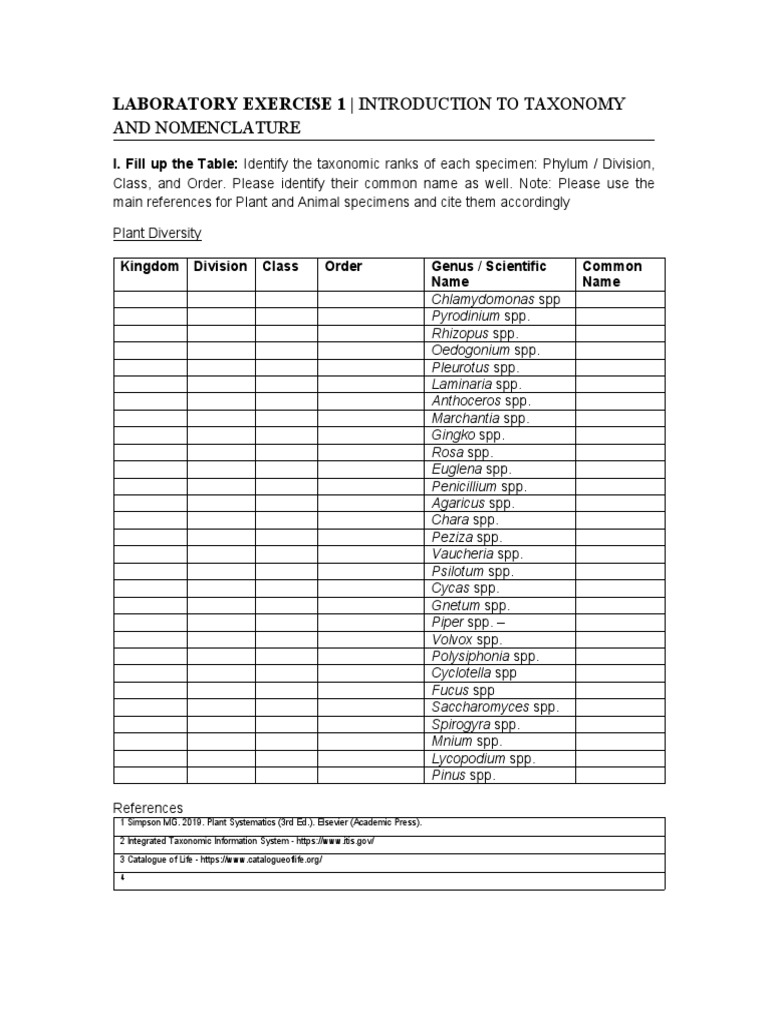 LABORATORY EXERCISE 1 | PDF | Invertebrate | Biological Classification