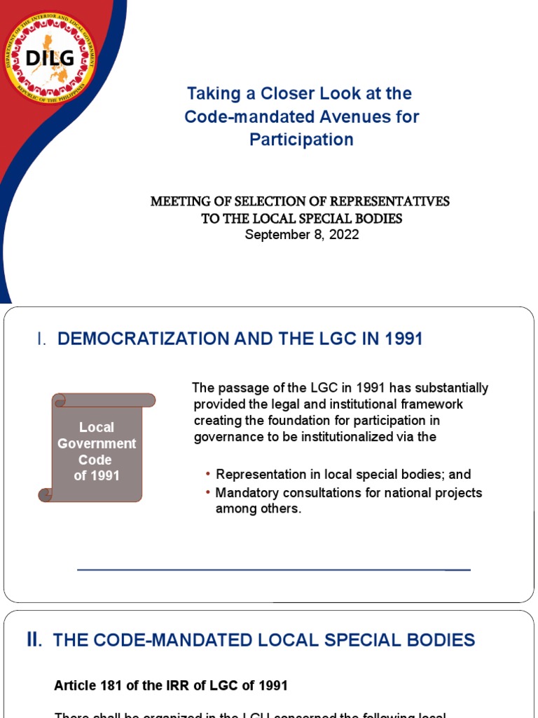 Code-Mandated Avenues of Participation 2022 | PDF | Procurement | Justice