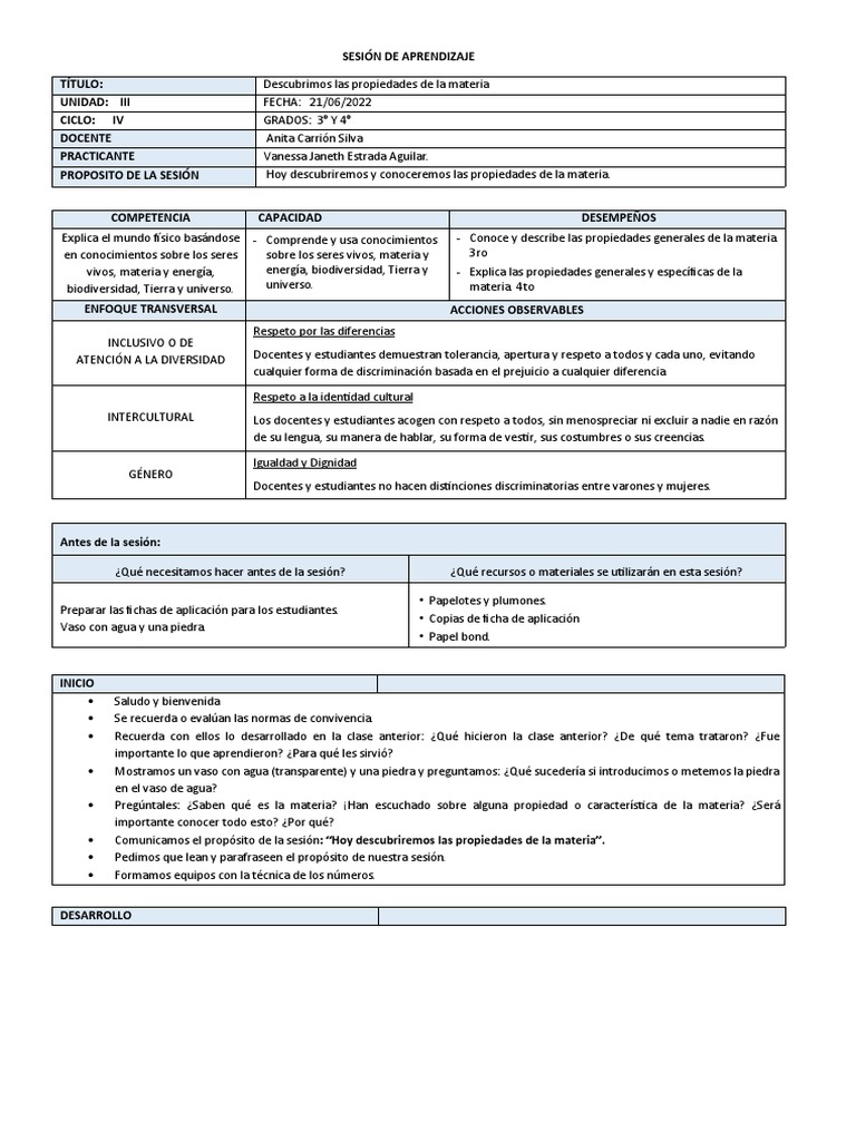 Descubriendo las propiedades de la materia | PDF | Evaluación | Importar
